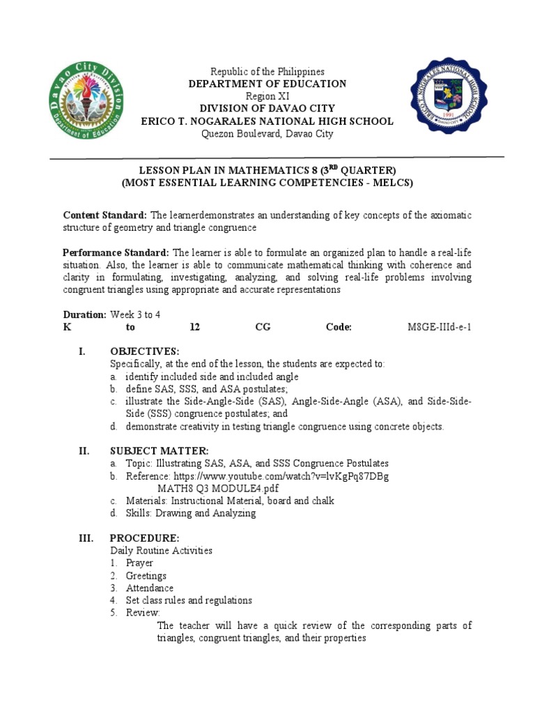 Math Interns - LESSON-PLAN | PDF | Geometry | Elementary Mathematics