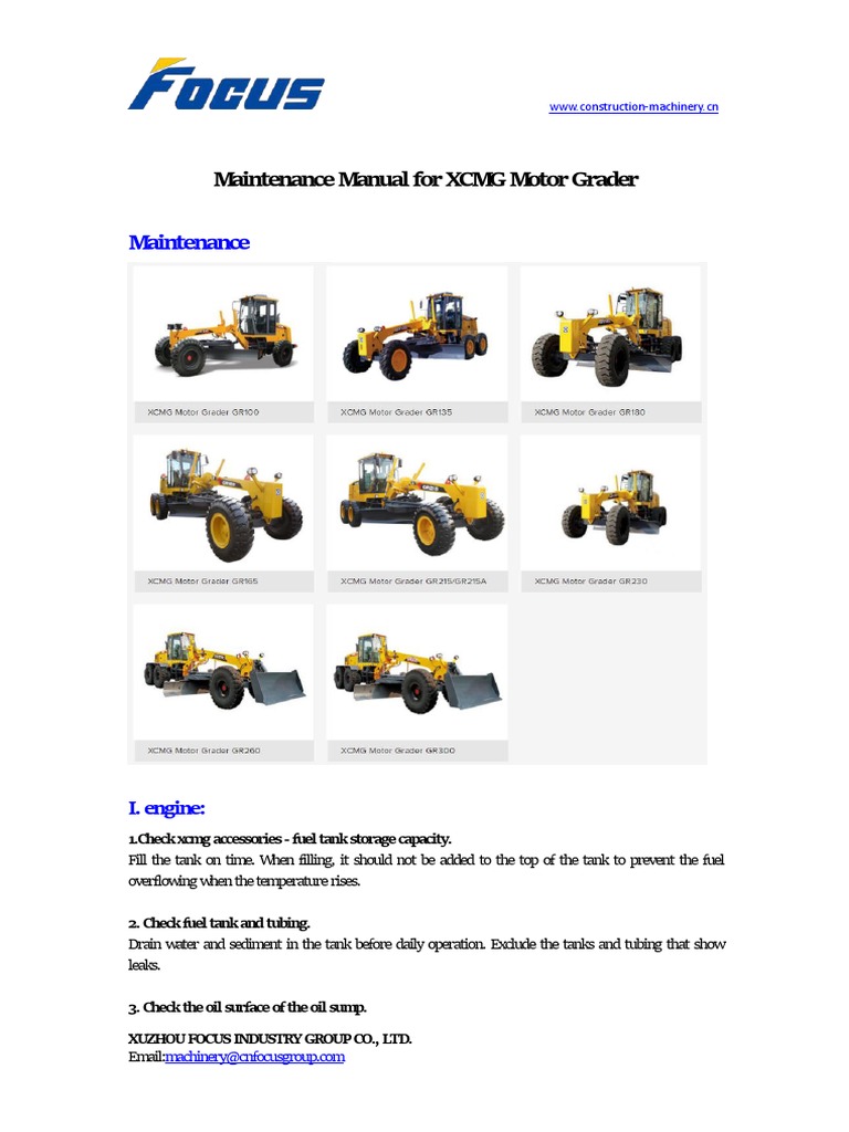 Maintenance Manual For XCMG Motor Grader | PDF | Radiator | Leak