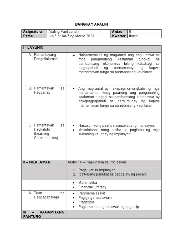 Aralin 14 - Pagsukat Sa Implasyon (March 6-7, 2023) | PDF