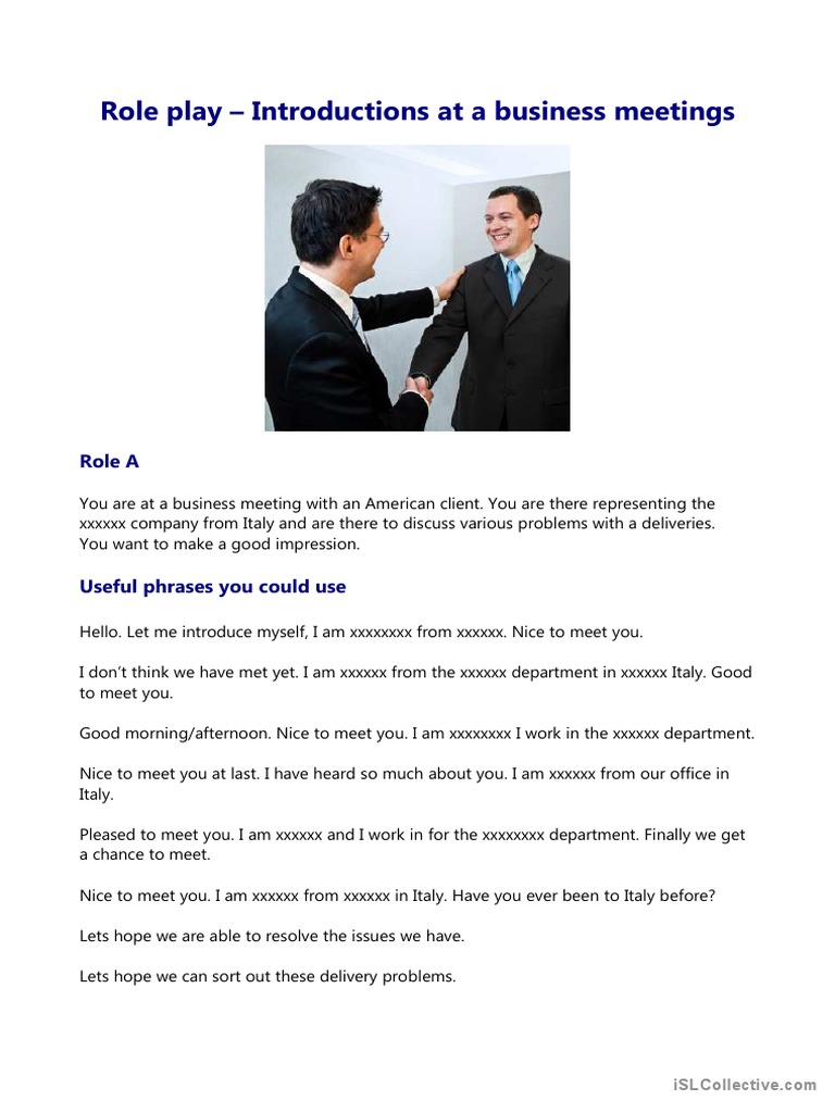 Introductions at A Business Meeting | PDF