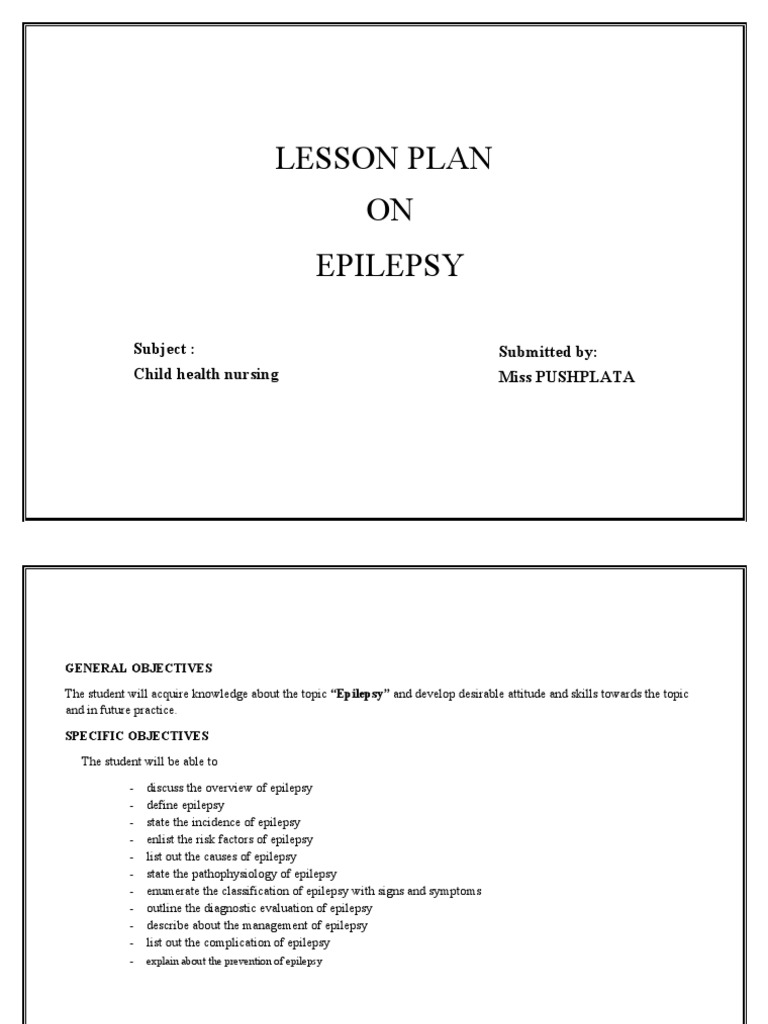 Epilepsy Lesson Plan Overview | PDF | Epilepsy | Ketogenic Diet
