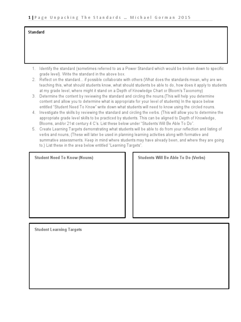 Standard: Page Unpacking The Standards Michael Gorman 2015 | PDF