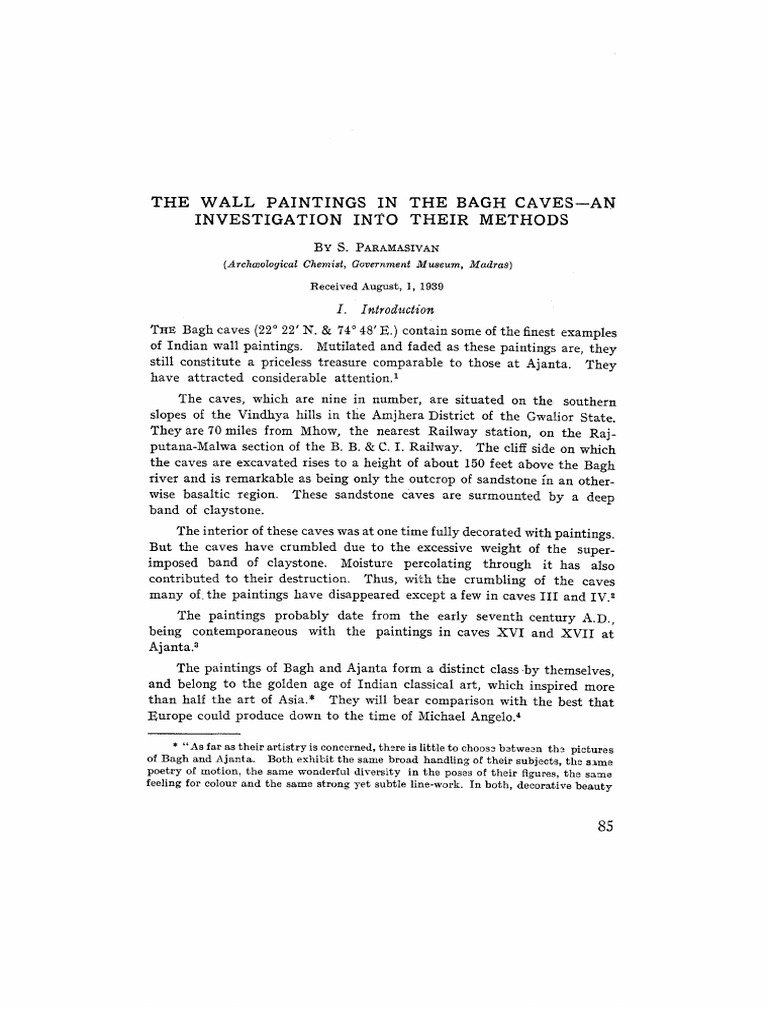 Bagh Caves: Mural Painting Techniques | PDF | Plaster | Limestone