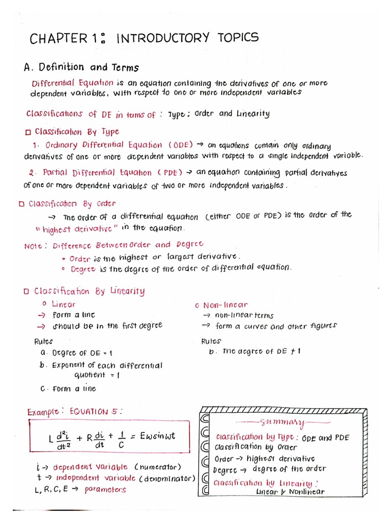 Differential Equations Notes Pdf