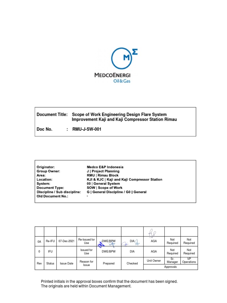 Flare System Design Scope for Kaji Station | PDF