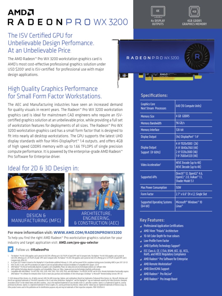 Radeon WX 3200 Datasheet | PDF | Graphics Processing Unit | Computer Architecture