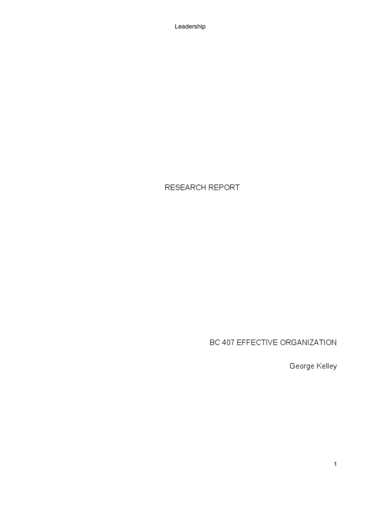 Research Report Leadership | PDF | Transformational Leadership | Leadership