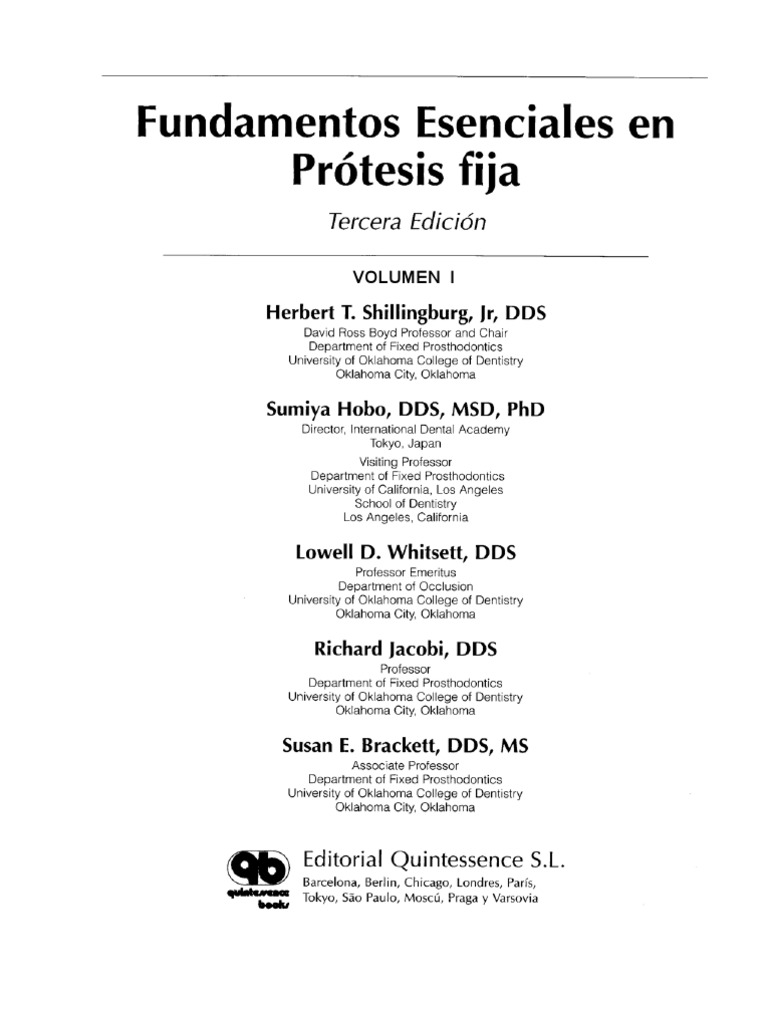 Fundamentos de Prótesis Fija Shillingburg | PDF