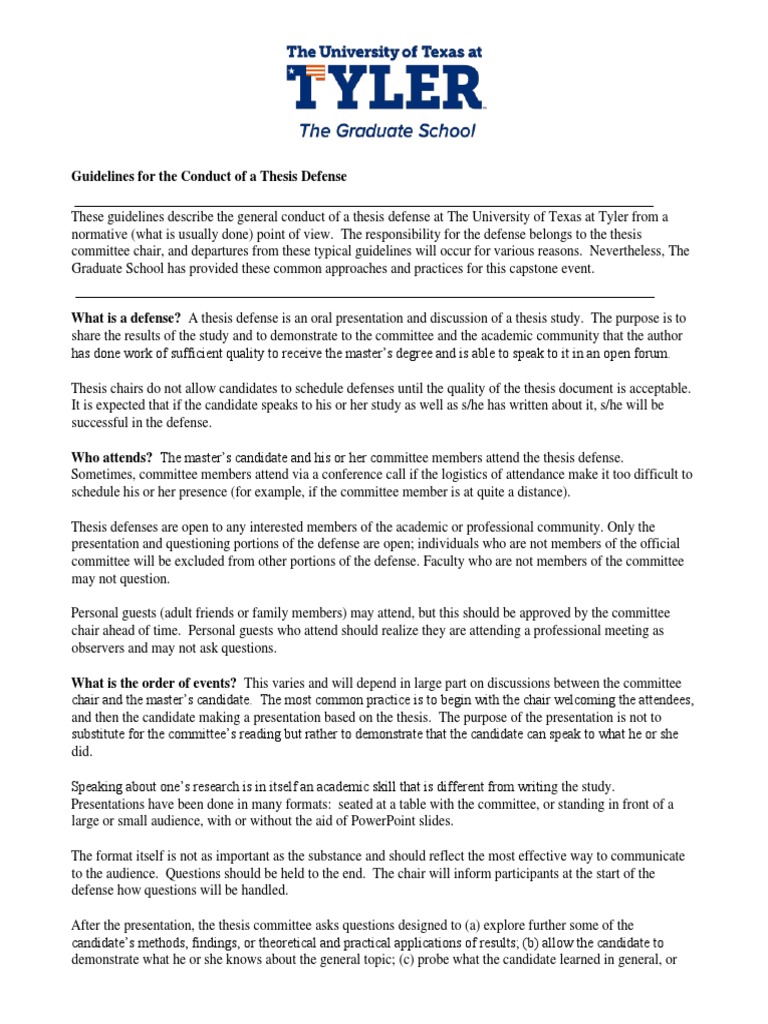 Conduct of Thesis Defense | PDF | Thesis | Communication
