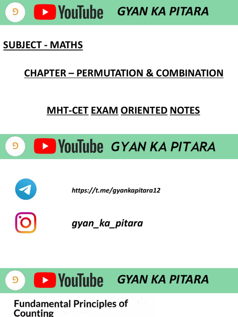 Notes Mht-Cet Maths Permutation & Combination | PDF Notes Mht-Cet Maths Permutation & Combination | PDF