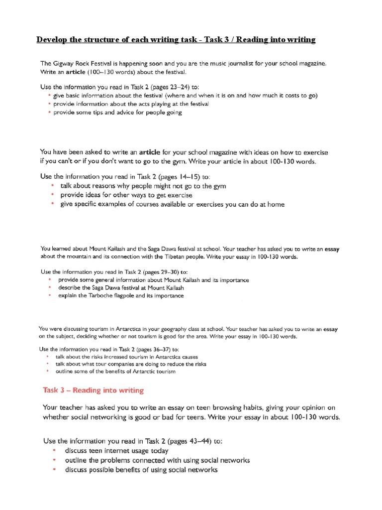 Analyse The Writing Tasks B1 | PDF