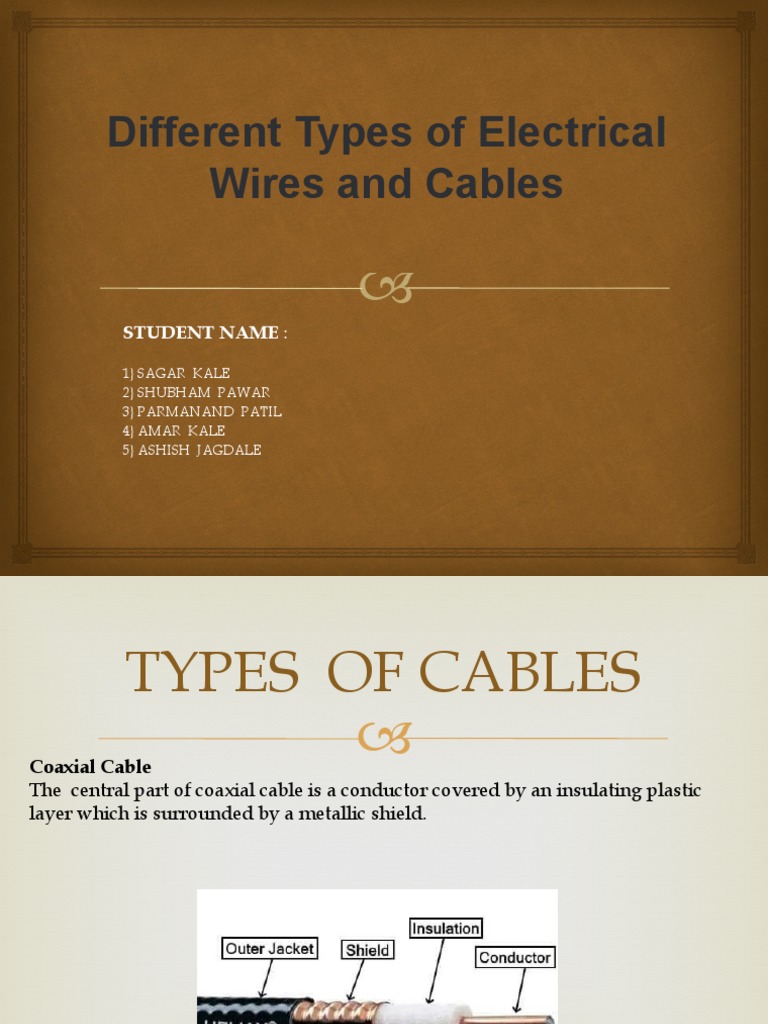 Different Types of Electrical Wires and Cables: Student Name | PDF ...