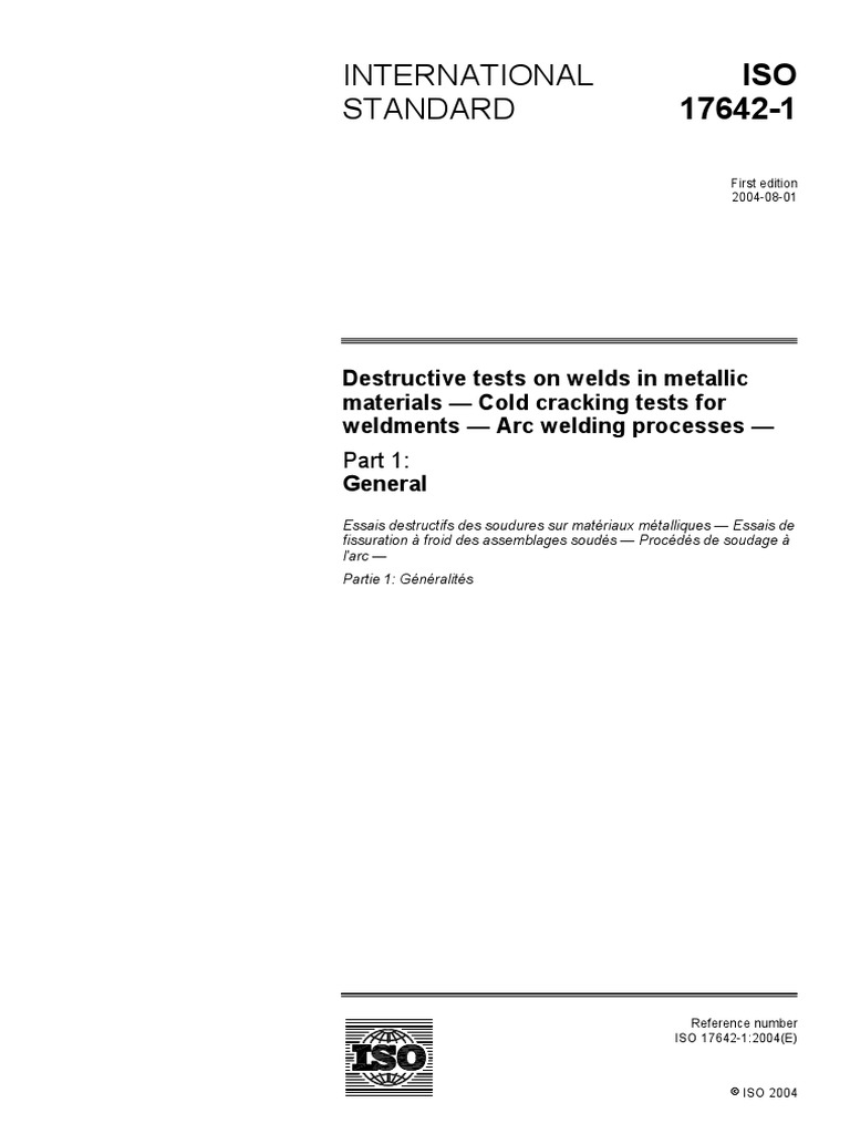 EN-ISO - 17642-1 - 2004-Cold Craacking Testing | PDF | International ...