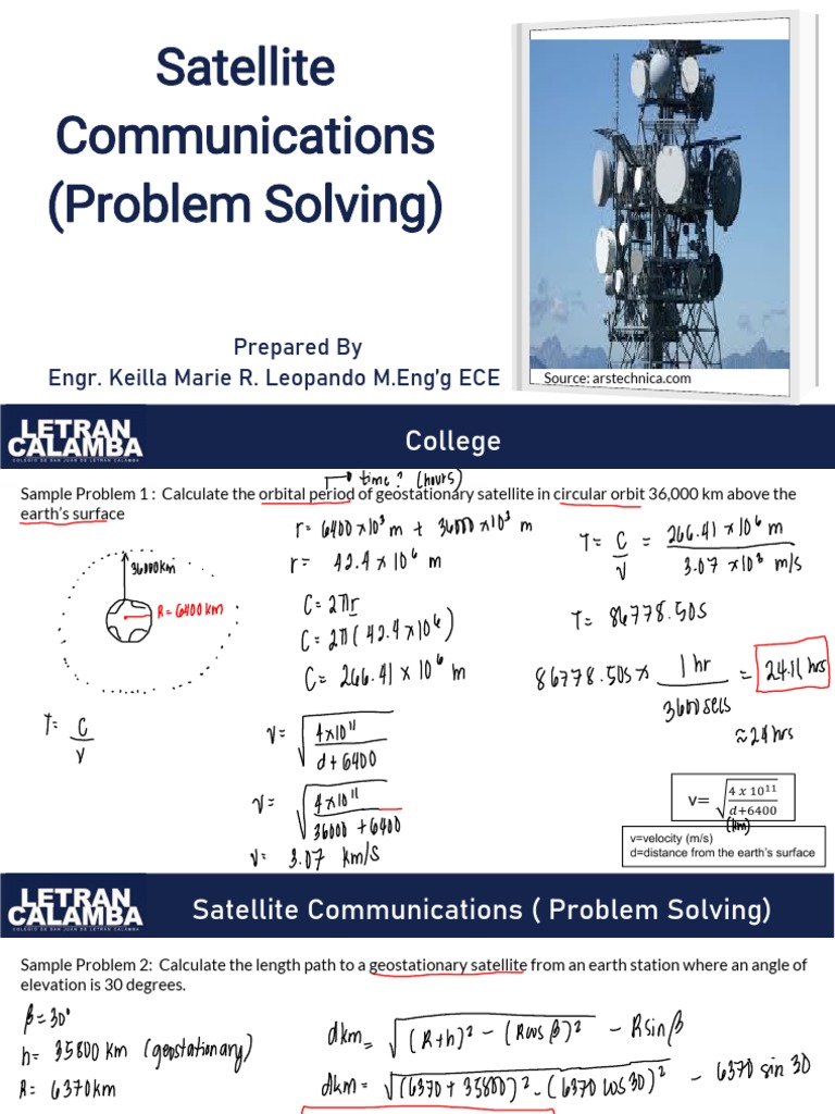 Satellite Communications (Problem Solving) : Prepared by Engr. Keilla ...