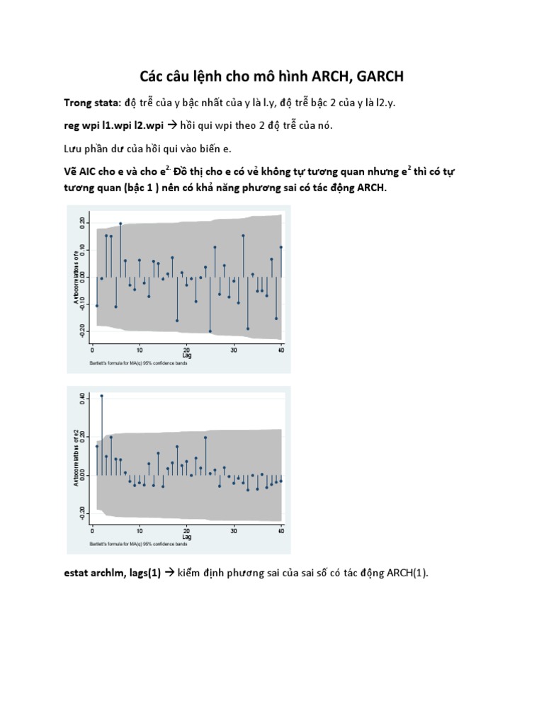 Các câu lệnh cho mô hình ARCH, GARCH | PDF
