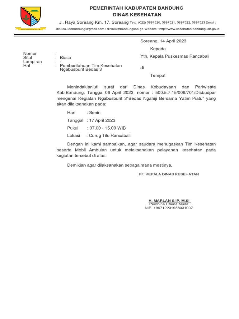 Contoh Surat Tugas | PDF