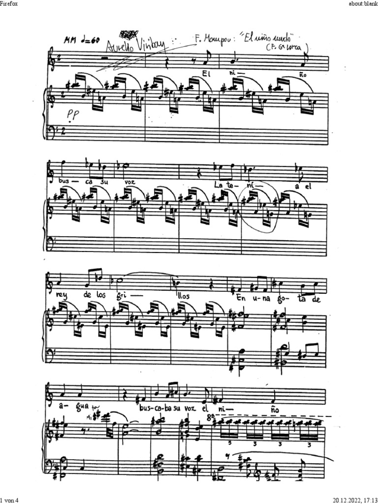 El nino mudo (Federico Mompou) | PDF