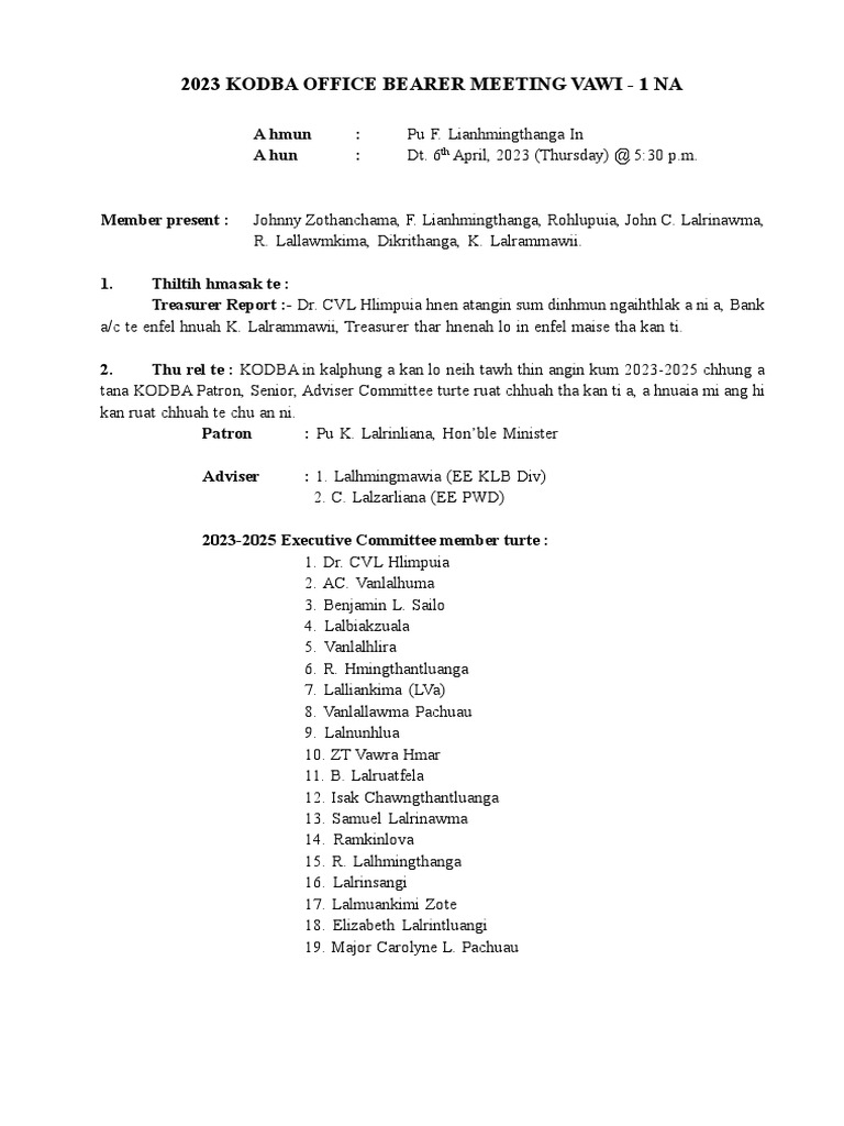 2023 OB Meeting Minute 1 Na | PDF