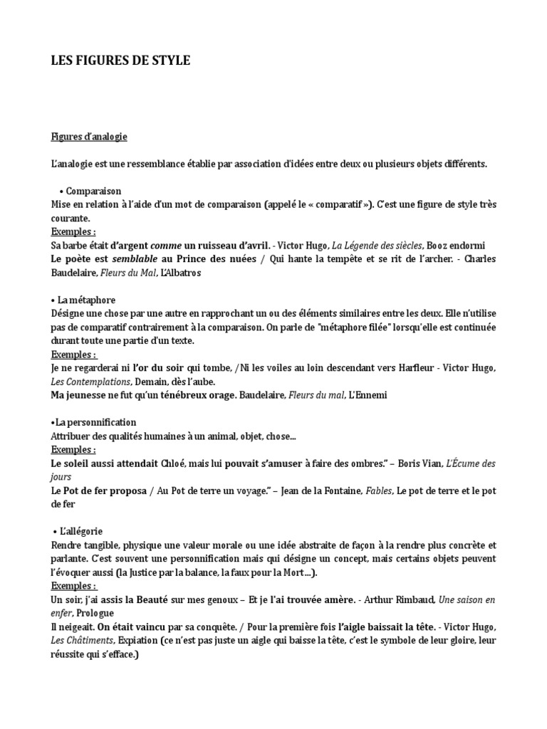 Figures de Style : Guide Complet | PDF | Métaphore | Les Fleurs du mal