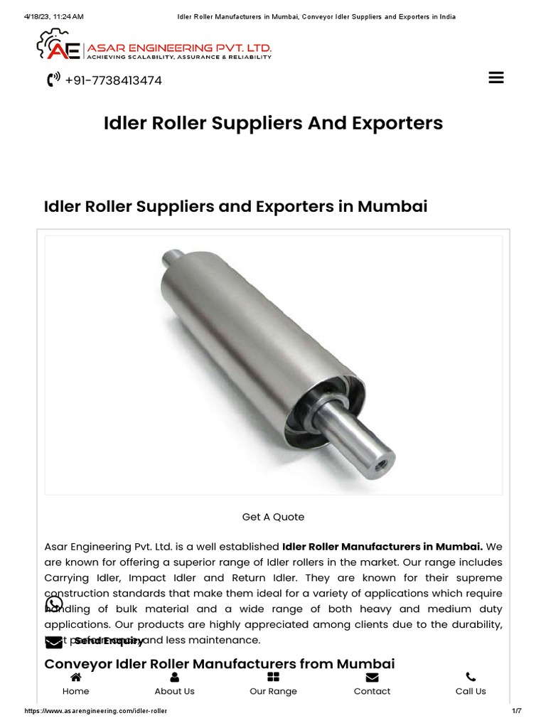 Idler Roller Suppliers and Exporters in Mumbai | PDF | Gear ...