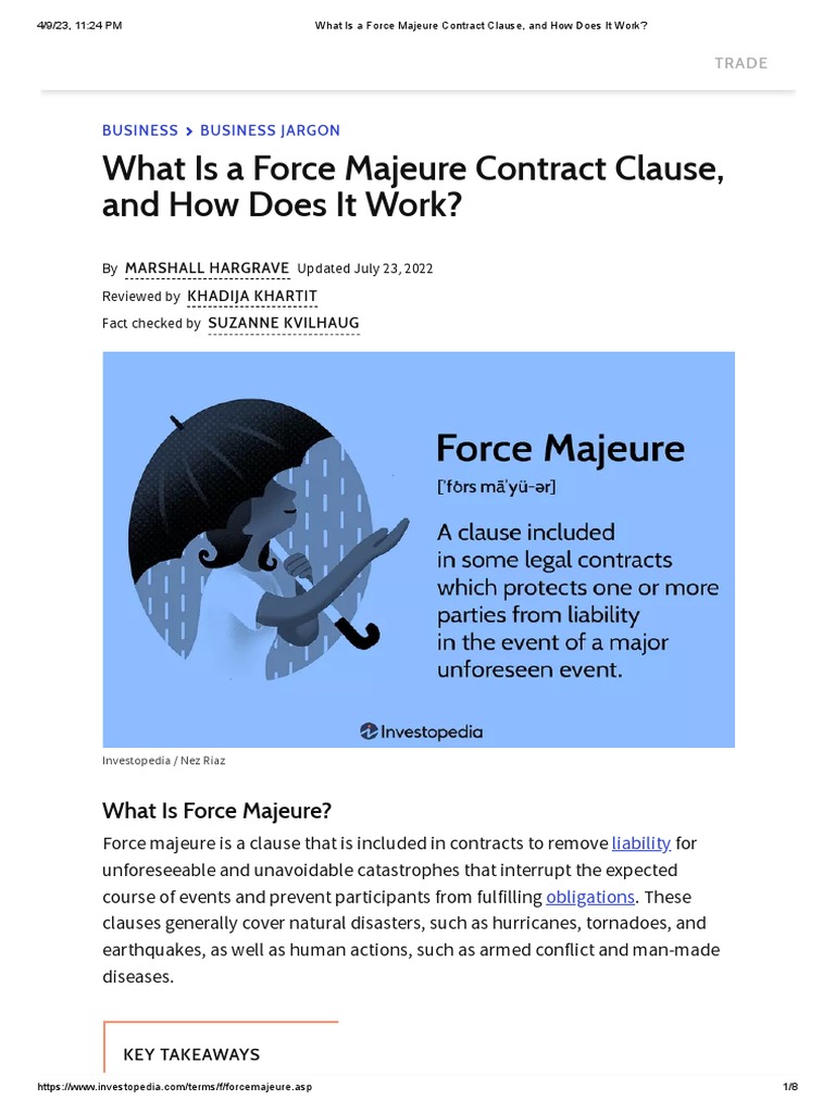 What Is A Force Majeure Contract Clause, and How Does It Work? | PDF ...