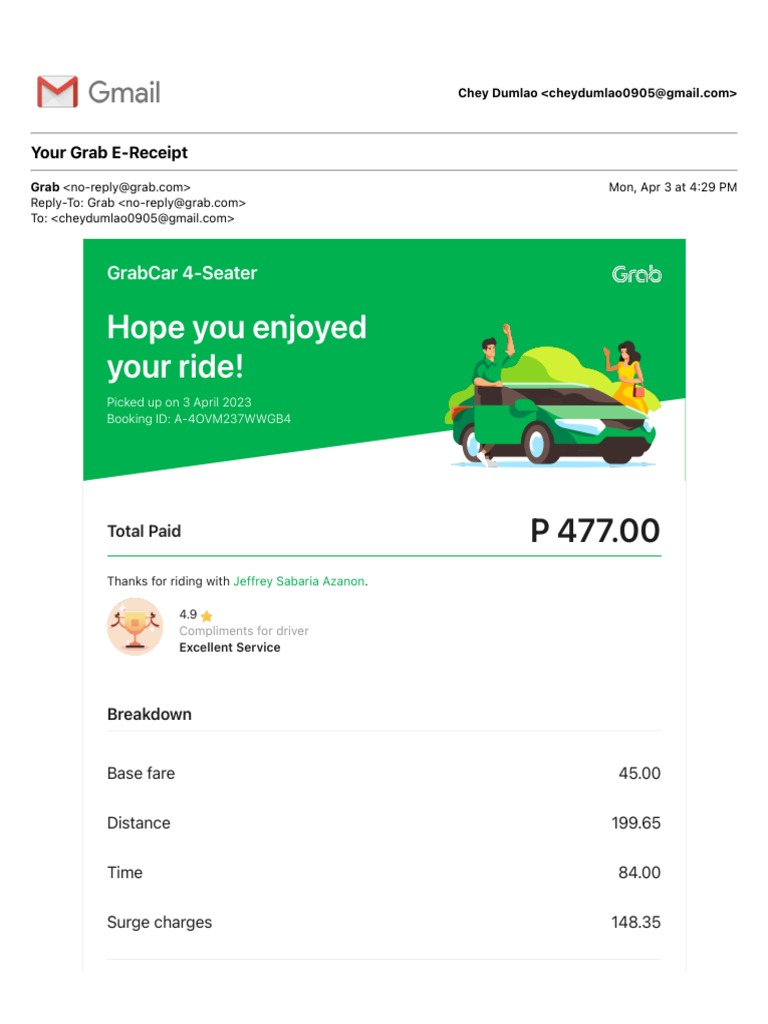 Hope You Enjoyed Your Ride!: Grabcar 4-Seater | PDF