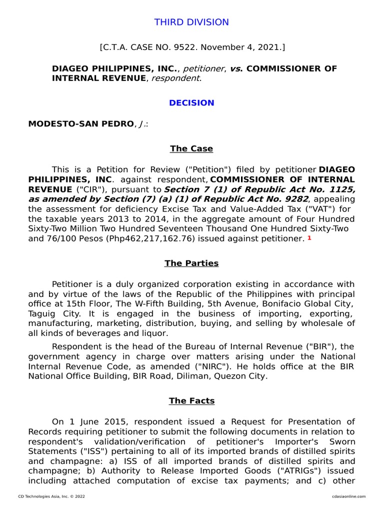 CTA 2021 Diageo v. CIR | PDF | Taxes | Summary Judgment