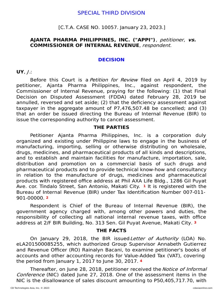CTA 2023 APPI v. CIR | PDF | Value Added Tax | Tax Deduction