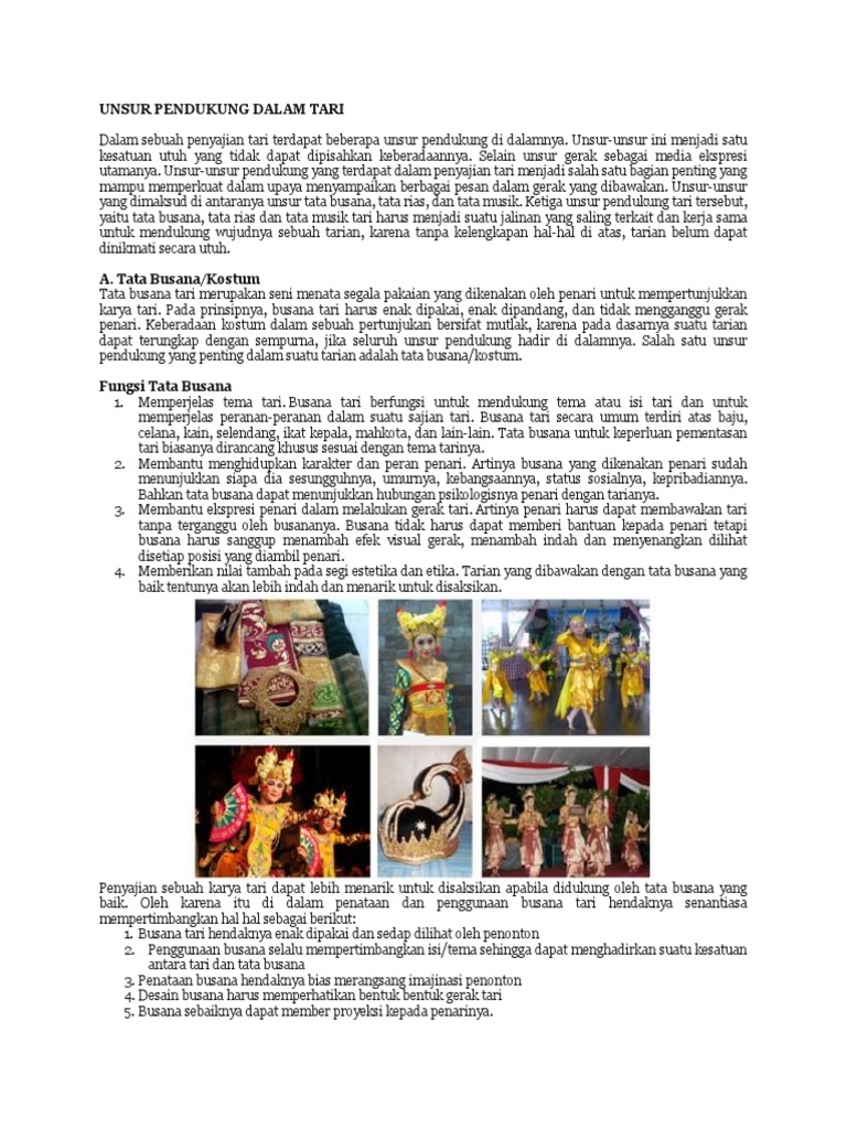 Unsur Pendukung Dalam Tari | PDF | Seni