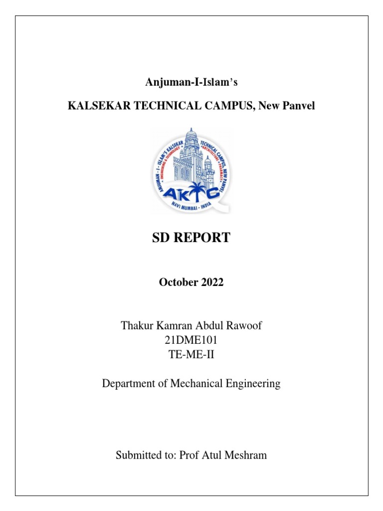 SD Report: Anjuman-I-Islam's Kalsekar Technical Campus, New Panvel ...