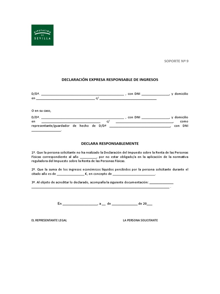 Declaración Expresa Responsable de Ingresos | PDF