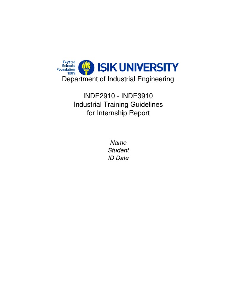 Department of Industrial Engineering INDE2910 - INDE3910 Industrial ...