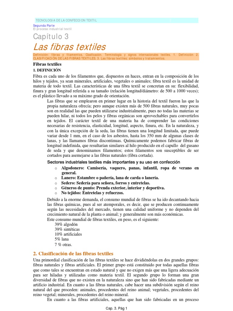 Tecnología de La Confección Industrial Cap 3 | PDF | Seda | Textiles