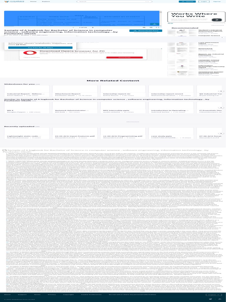Sample of A Logbook For Bachelor of Science in Computer Science, Sof | PDF | Active Directory ...