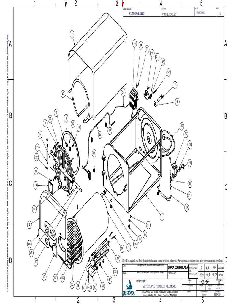 Vista Explodida Autoclave Vitale 21 Aluminio | PDF