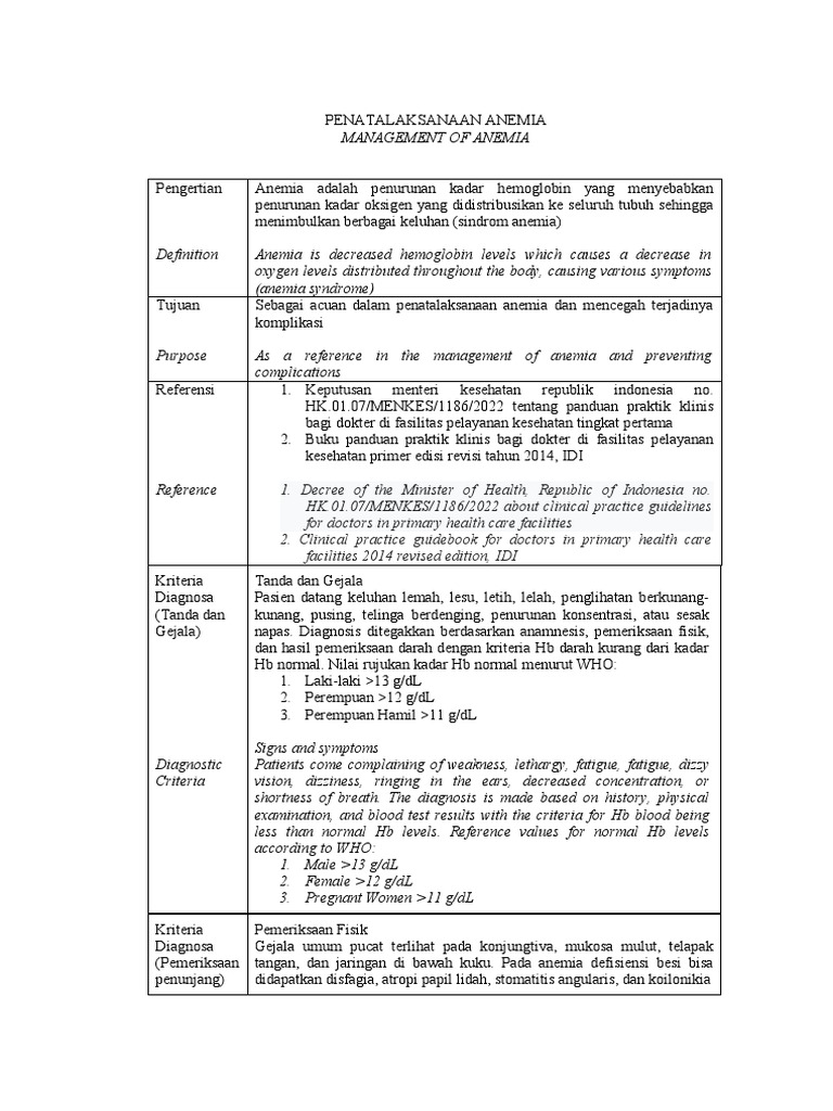 Penatalaksanaan Anemia | PDF
