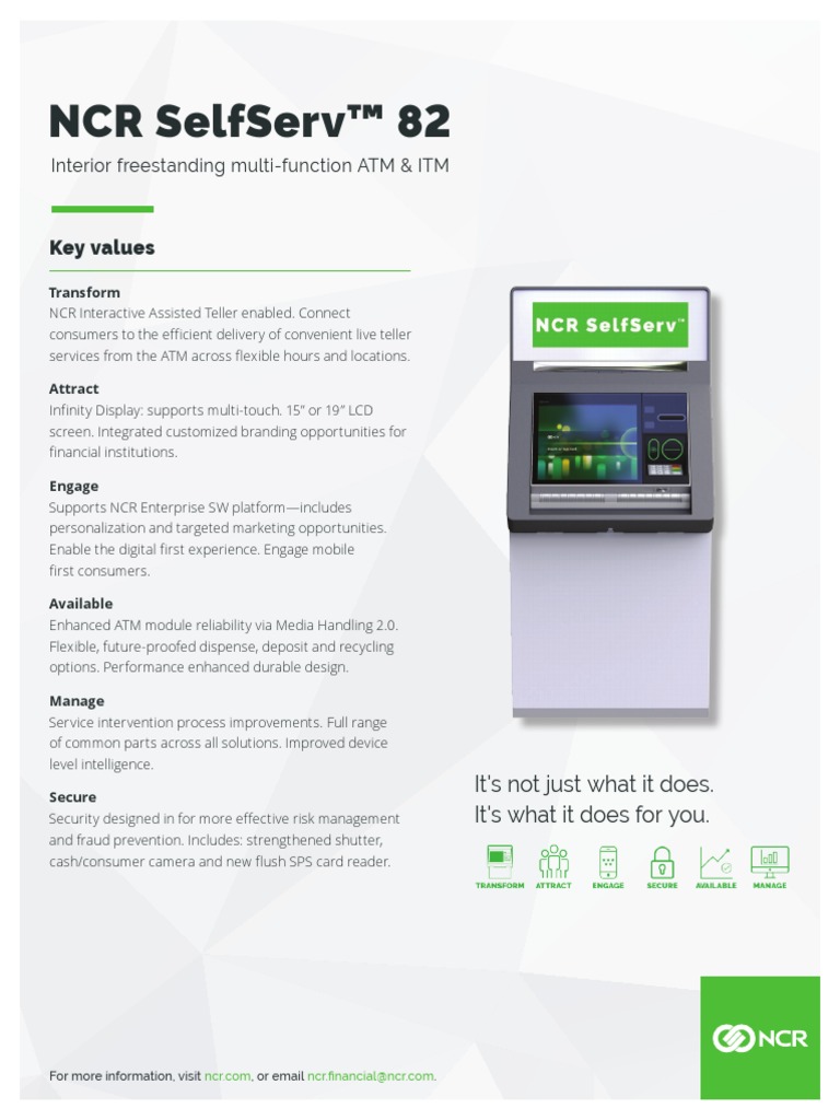 NCR SelfServ 82 Datasheet | PDF | Automated Teller Machine | Computing