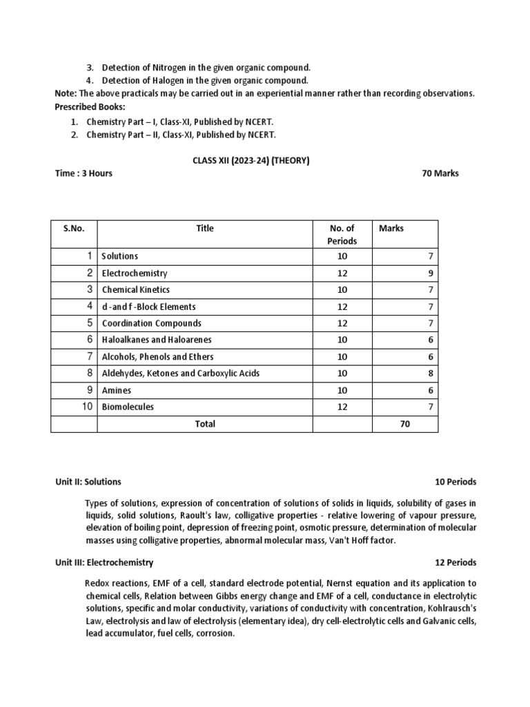 Chemistry SrSec 2023-24 | PDF