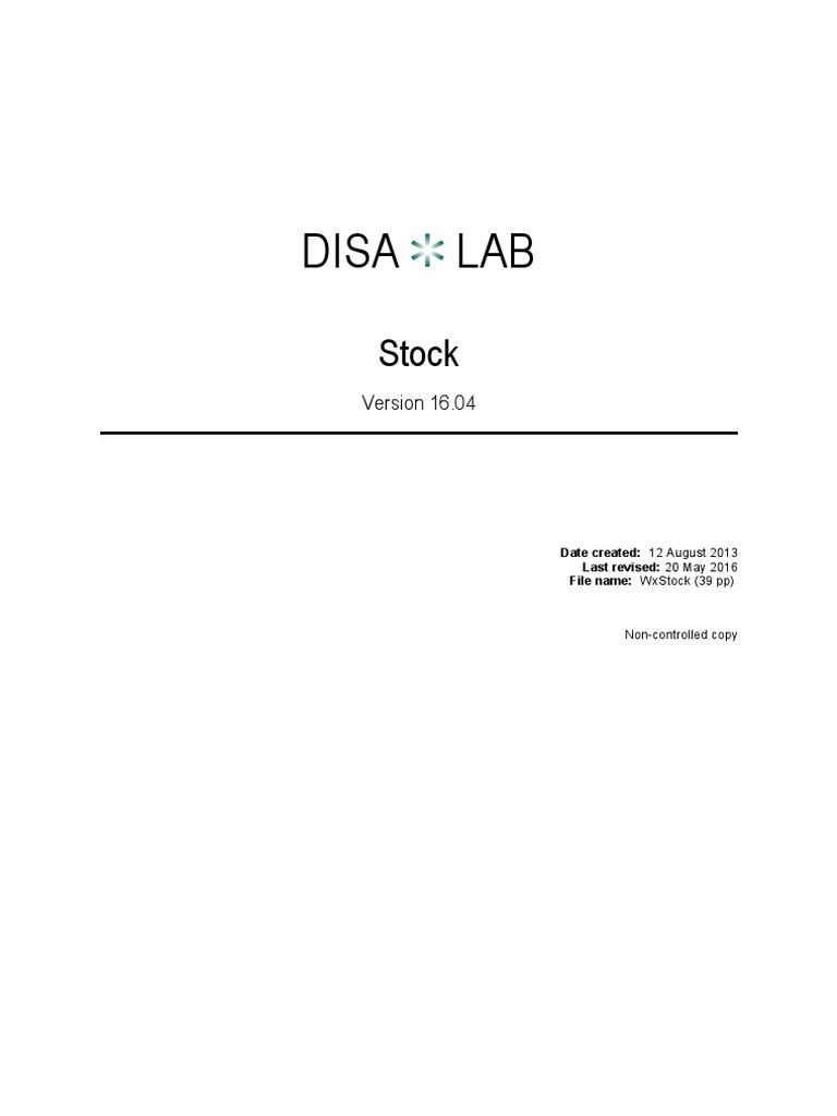 Disa Lab: Stock | PDF | Laboratories | Shelf Life