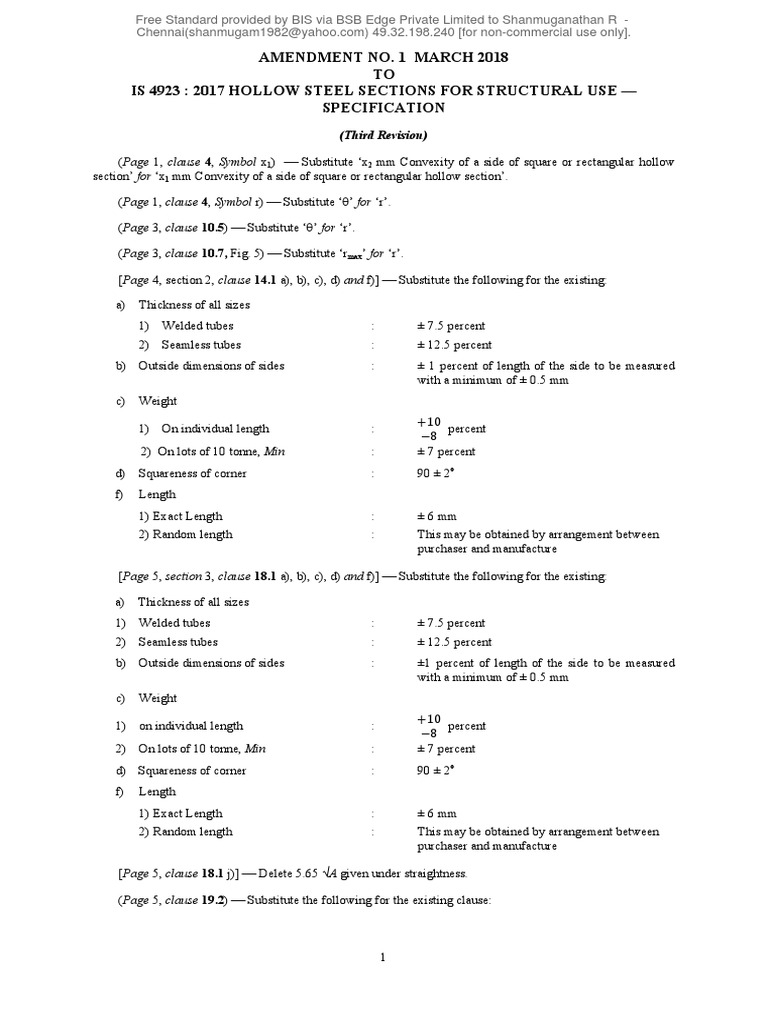 IS4923:A1:2018 | PDF