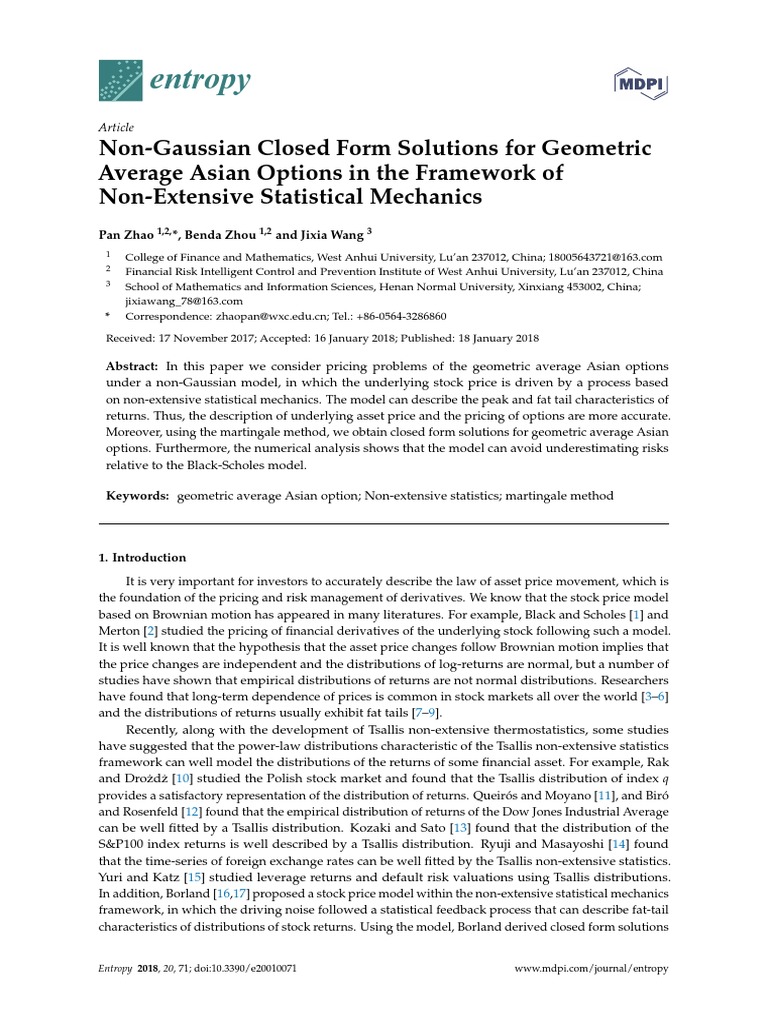 Non-Gaussian Closed Form Solutions For Geometric A | PDF Non-Gaussian Closed Form Solutions For Geometric A | PDF