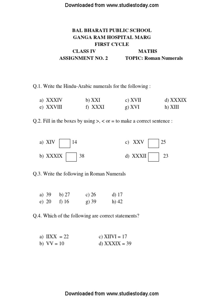 CBSE Class 4 Maths Revision Worksheet | PDF