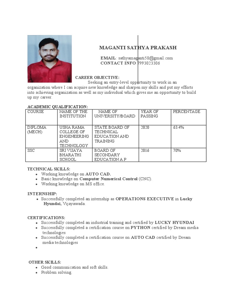Maganti Sathya Prakash - Resume | PDF