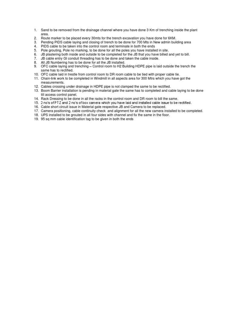 Snag List 1 | PDF