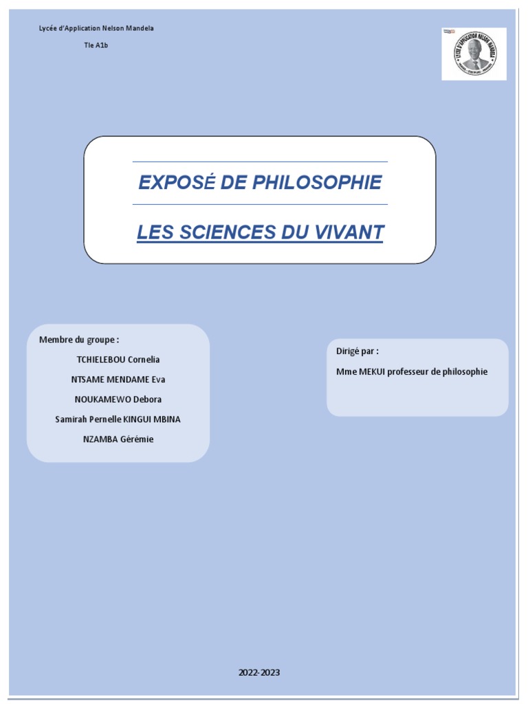 Expos de Philosophie Les Sciences Du Vivant | PDF