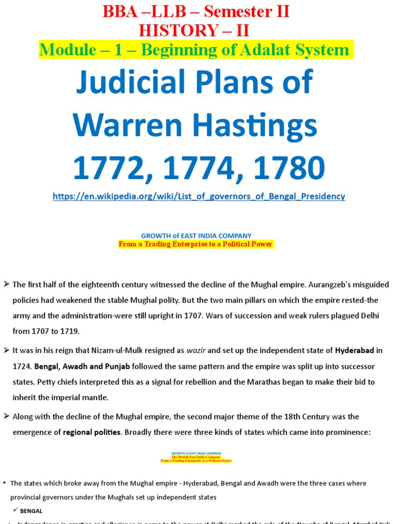 Warren Hastings 1772 To Regulating Act 1773 | PDF