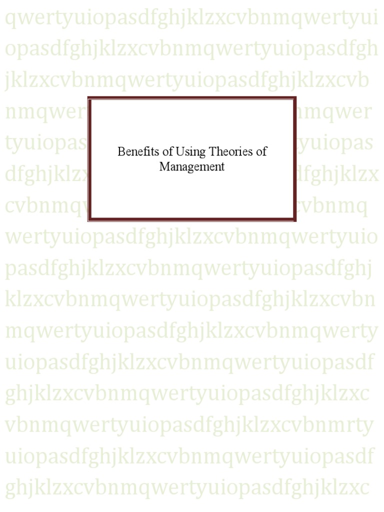 Benefits of Theories of Management | PDF
