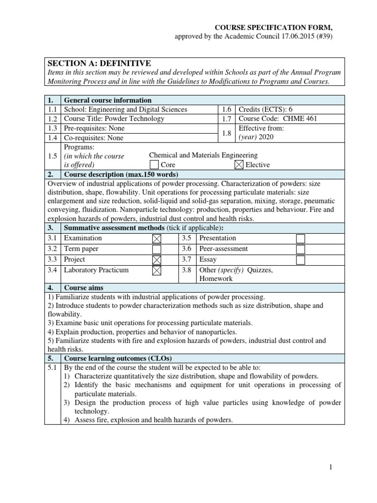 CSF CHME461 - Powder Technology - 2023 | PDF | Educational Technology ...