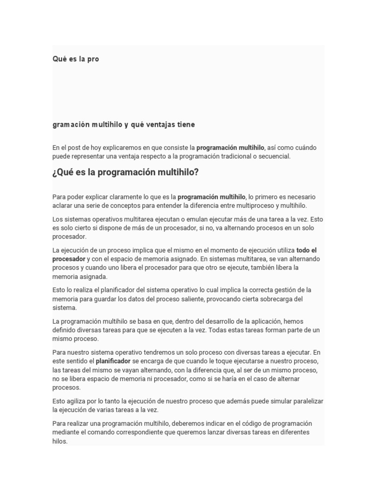Ventajas de la Programación Multihilo | PDF | Informática