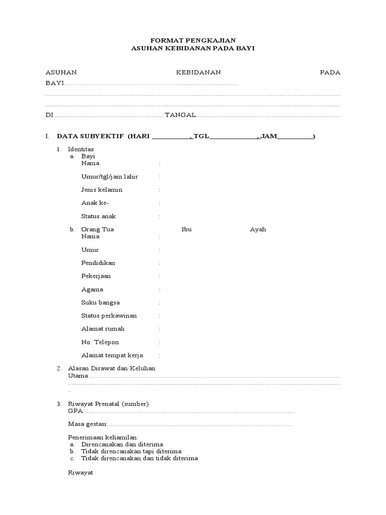 Format Pengkajian Bayi | PDF